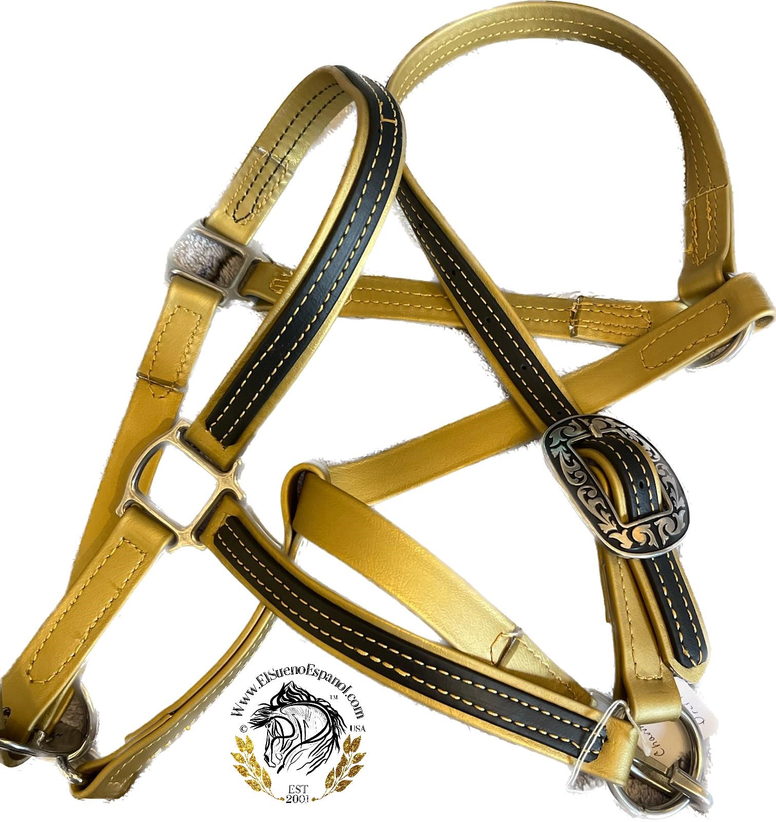 2 Tone Overlay Gold / Black with Gold Stitching – El Sueno Espanol